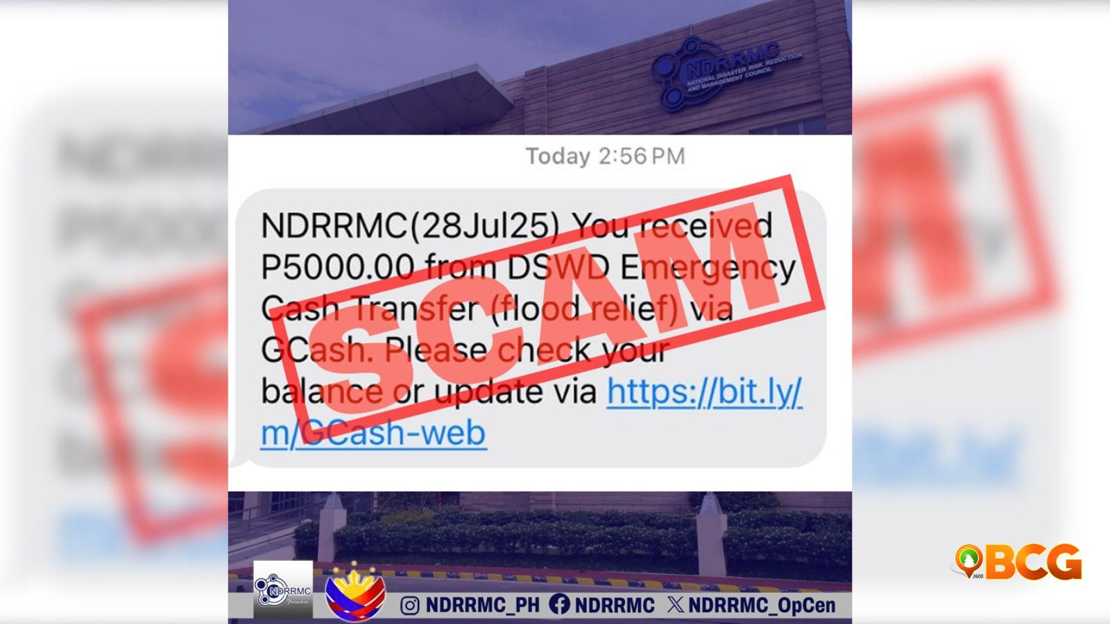 NDRRMC Warns Public Against Fake Emergency Cash Transfer Text Scam | BCG